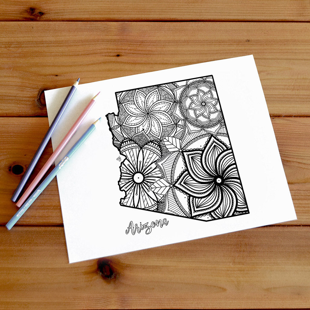 Coloring Pages | Arizona USA Map – Ta Muchly