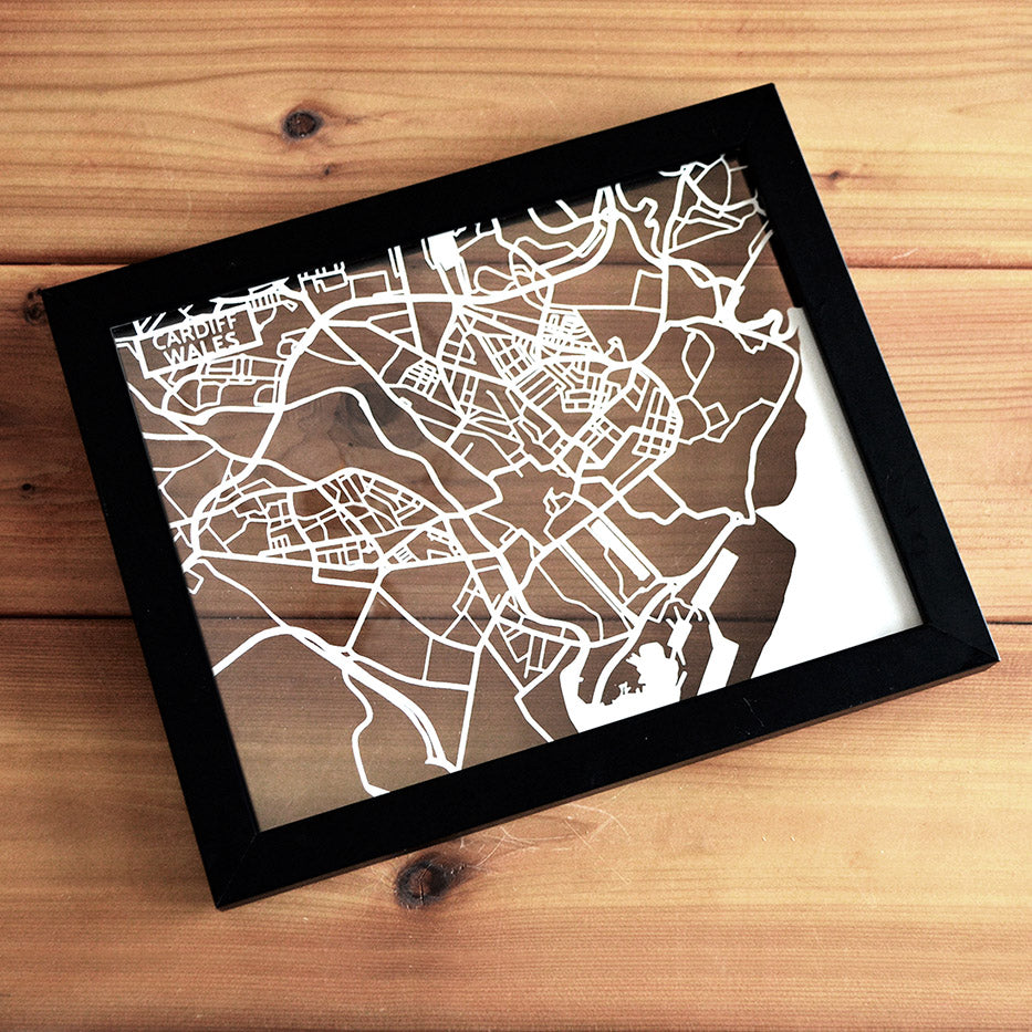 City Map Art | Cardiff Wales | Papercut Map | Ta Muchly