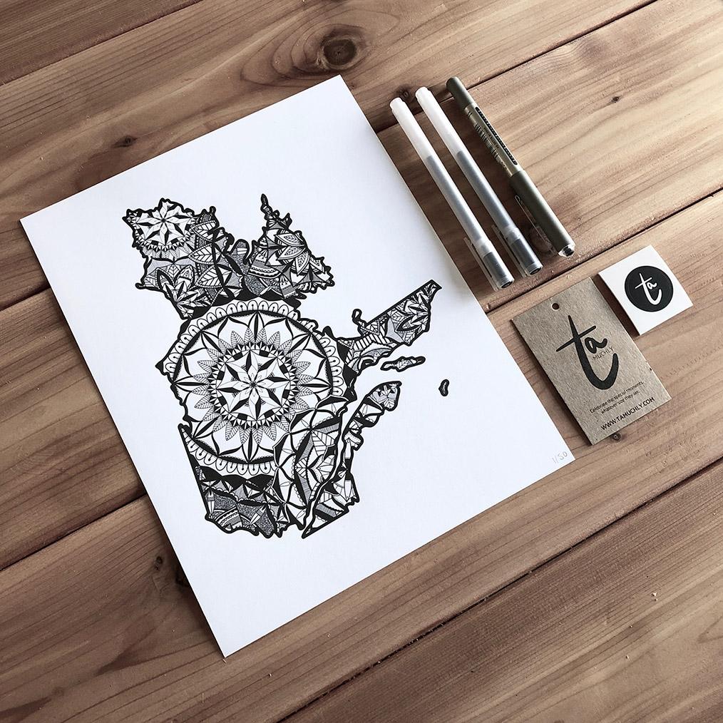 Map Art | Quebec Canada | Ta Muchly